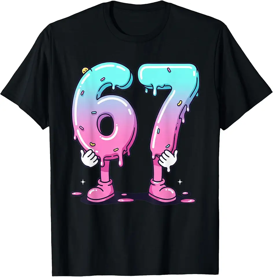 67 Ice Cream Drip (Front) Six Seven Meme for Gen Alpha Kids T-Shirt ...