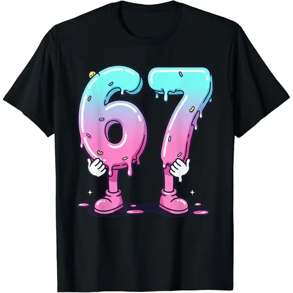67 Ice Cream Drip (Front) Six Seven Meme for Gen Alpha Kids T-Shirt ...