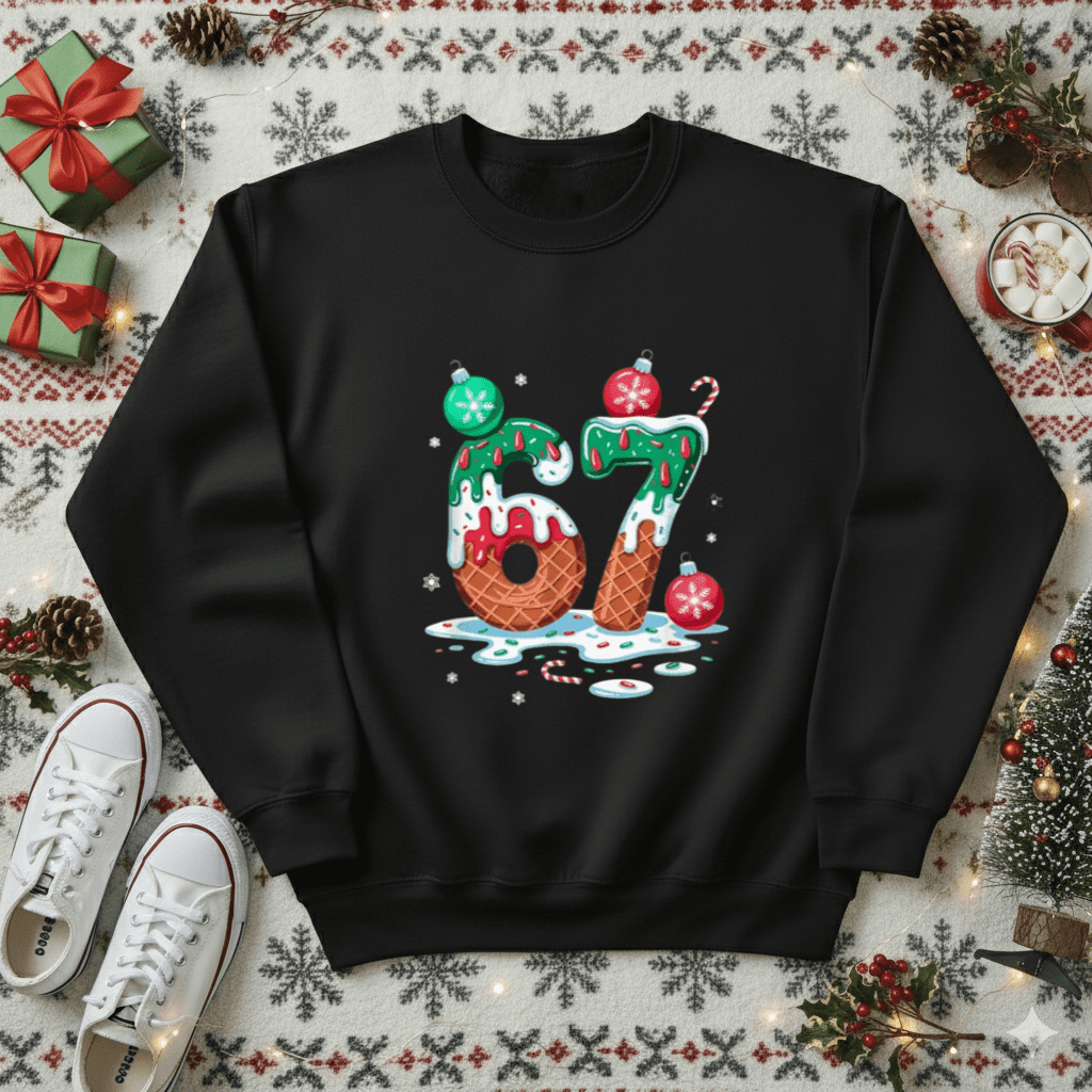 67 Ice Cream Drip Funny Meme Gen Alpha Holiday Humor Trend Sweatshirt ...