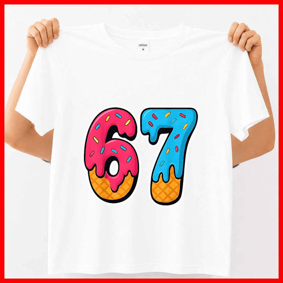 67 Ice Cream Drip Funny Six Seven Viral Meme Graphic Unisex T-ShirtPlus ...
