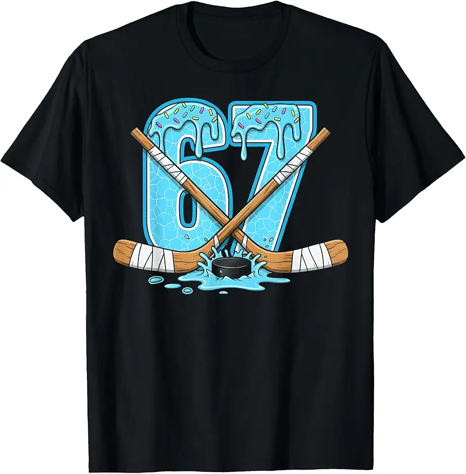 67 Ice Cream Drip Hockey Gen Alpha Slang Six Seven Meme T-Shirt ...