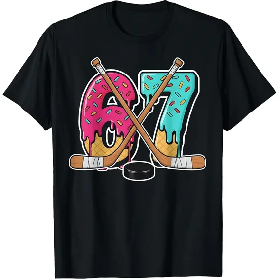 67 Ice Cream Drip Hockey Gen Alpha Slang Six Seven Meme T-Shirt ...
