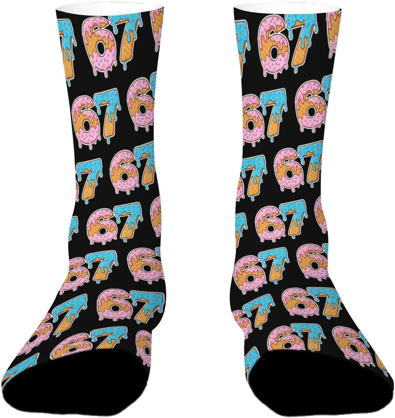 67 Ice Cream Drip Meme Funny Six Seven Funny Number Half Calf Sock for ...