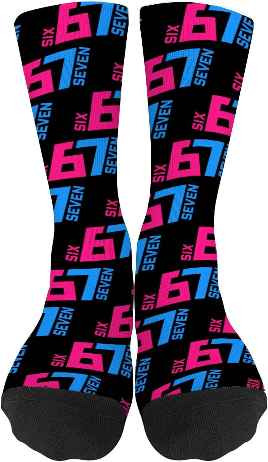 67 Ice Cream Drip Meme Funny Six Seven Funny Number Half Calf Sock for ...