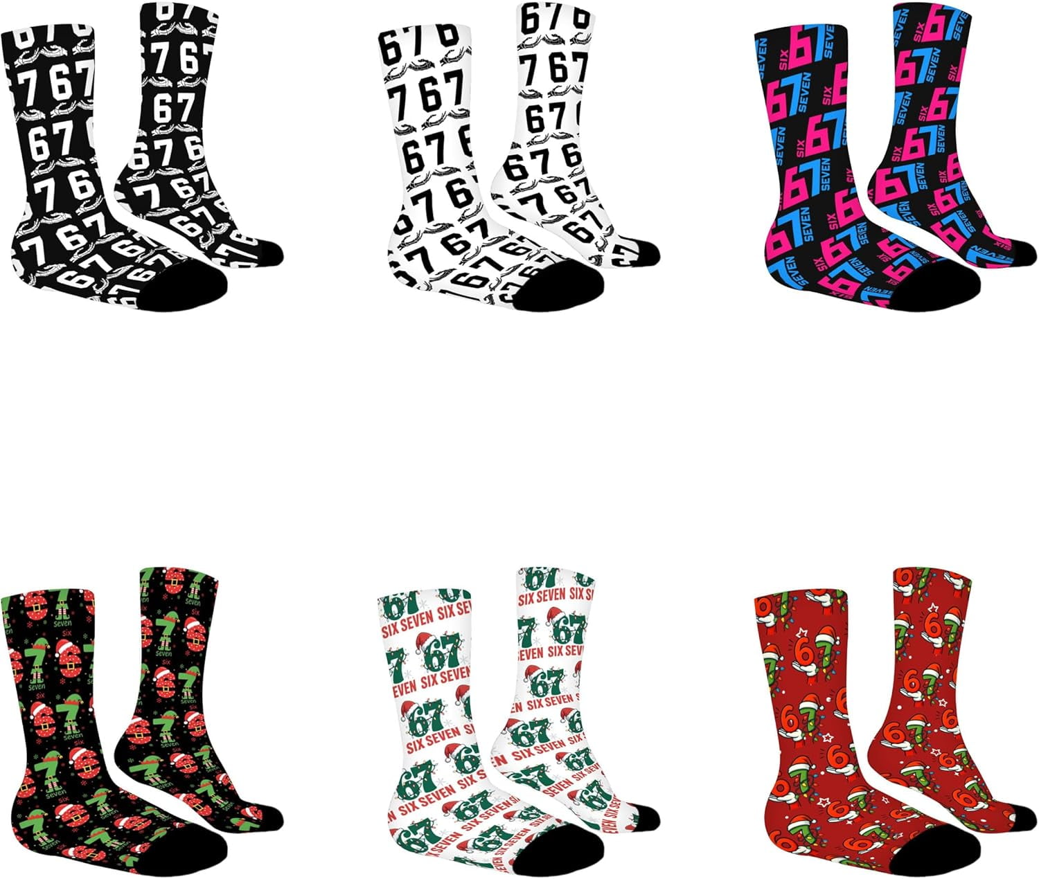 67 Ice Cream Drip Meme Funny Six Seven Funny Number Half Calf Sock for ...