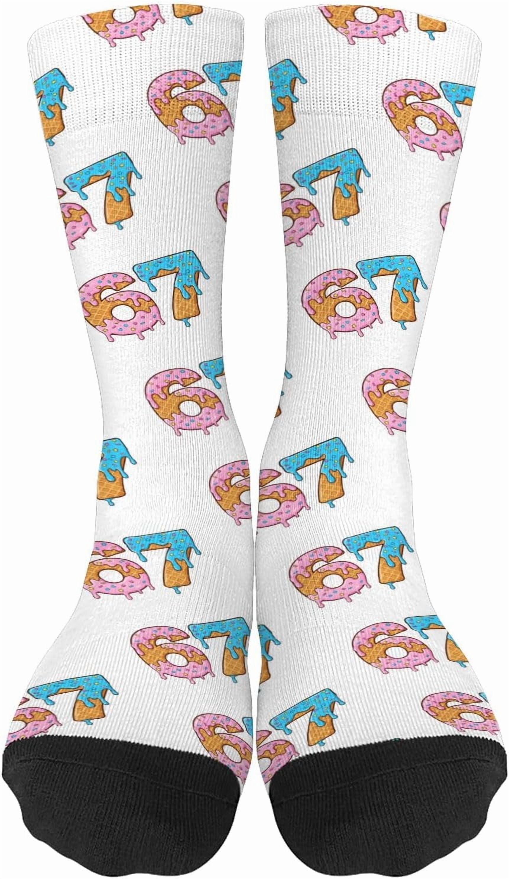 67 Ice Cream Drip Meme Funny Six Seven Funny Number Half Calf Sock for ...