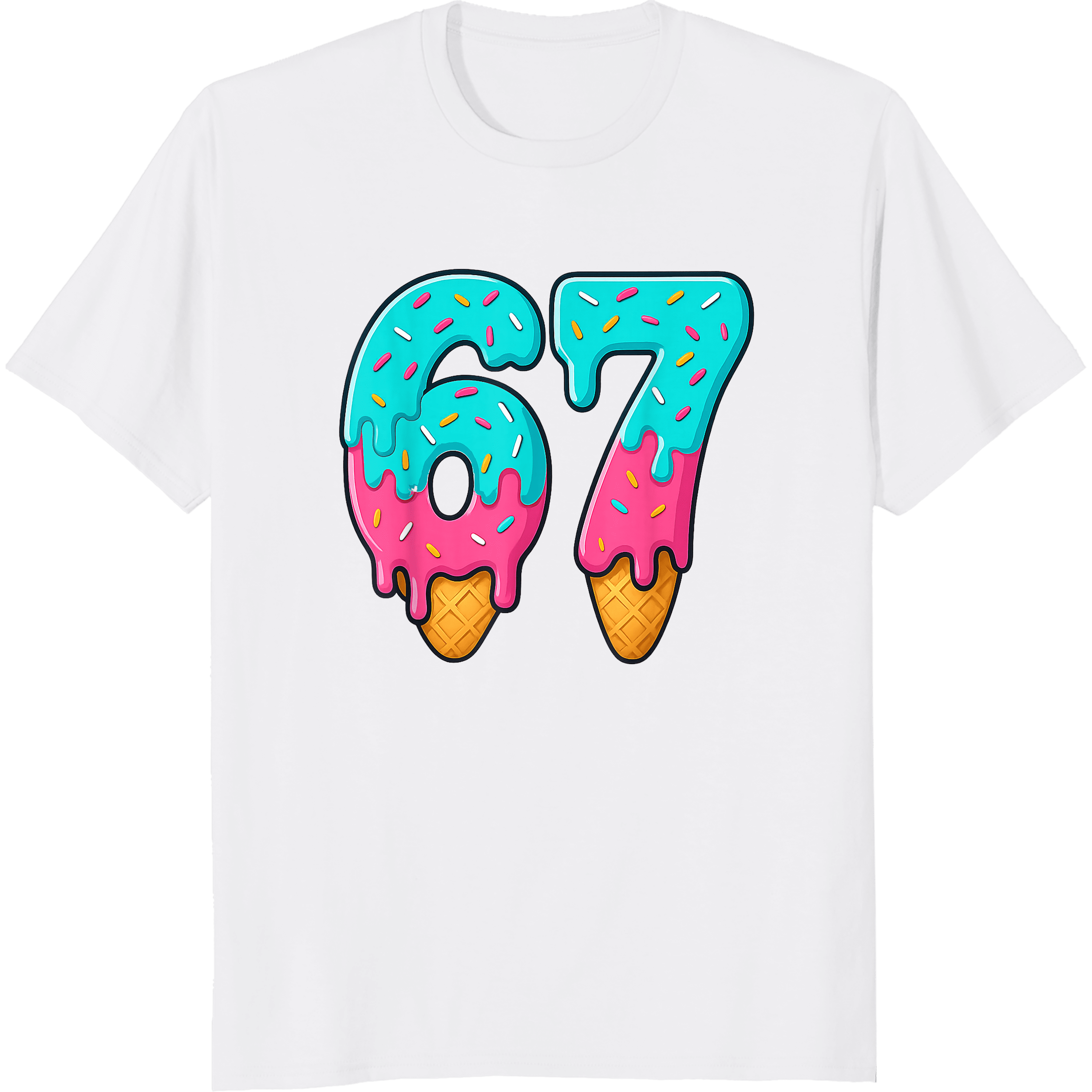 67 Ice Cream Drip Meme Funny Six Seven Gen Alpha Slang T-Shirt ,Full ...