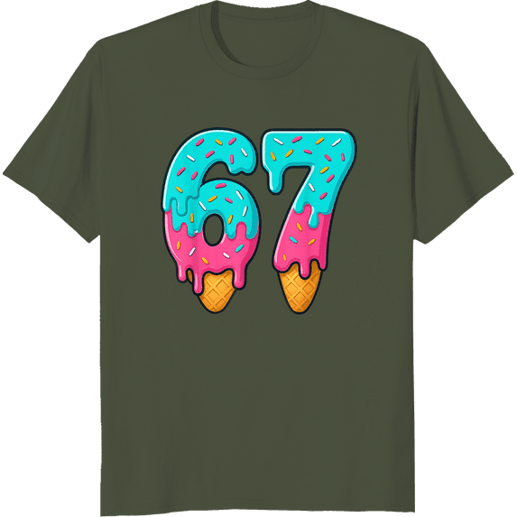67 Ice Cream Drip Meme Funny Six Seven Gen Alpha Slang T-Shirt ,Full ...
