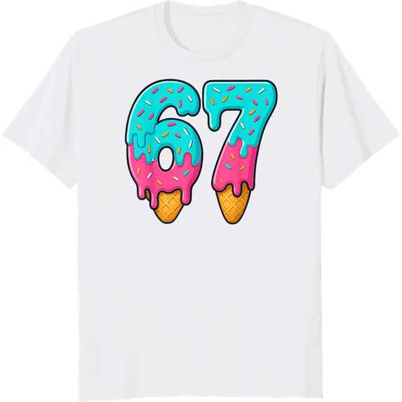 67 Ice Cream Drip Meme Funny Six Seven Gen Alpha Slang T - Shirt ,Full ...