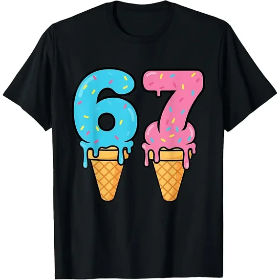 67 Ice Cream Drip Meme Funny Six Seven Gen Alpha Slang T-Shirt ...