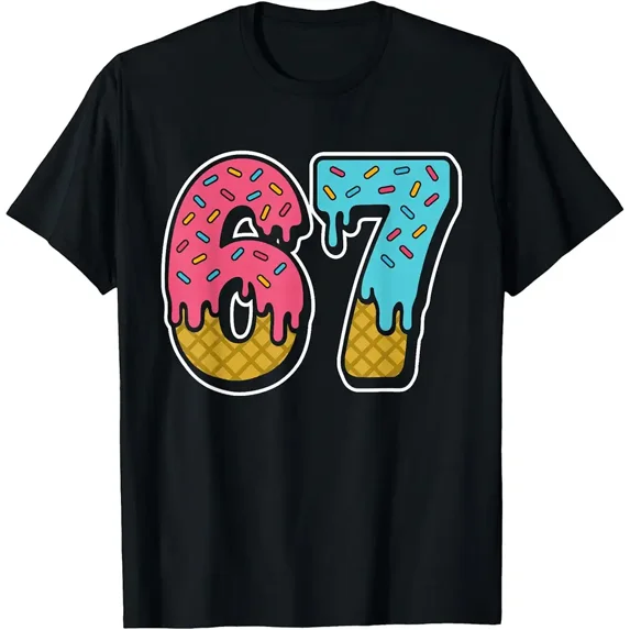 67 Ice Cream Drip Meme Funny Six Seven Gen Alpha Slang T-Shirt ...