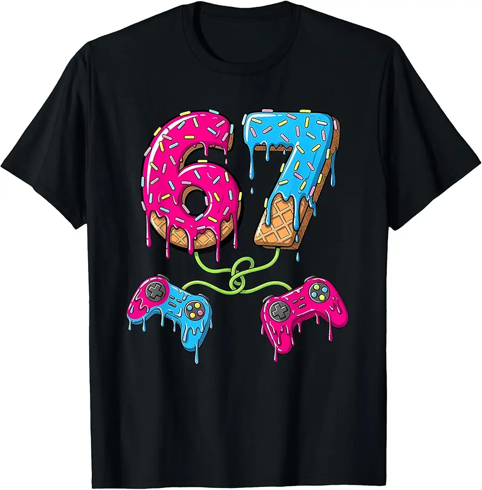 67 Ice Cream Drip Meme Funny Six Seven Video Game 67 Gamer T-Shirt ...