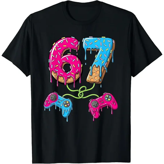 67 Ice Cream Drip Meme Funny Six Seven Video Game 67 Gamer T-Shirt ...