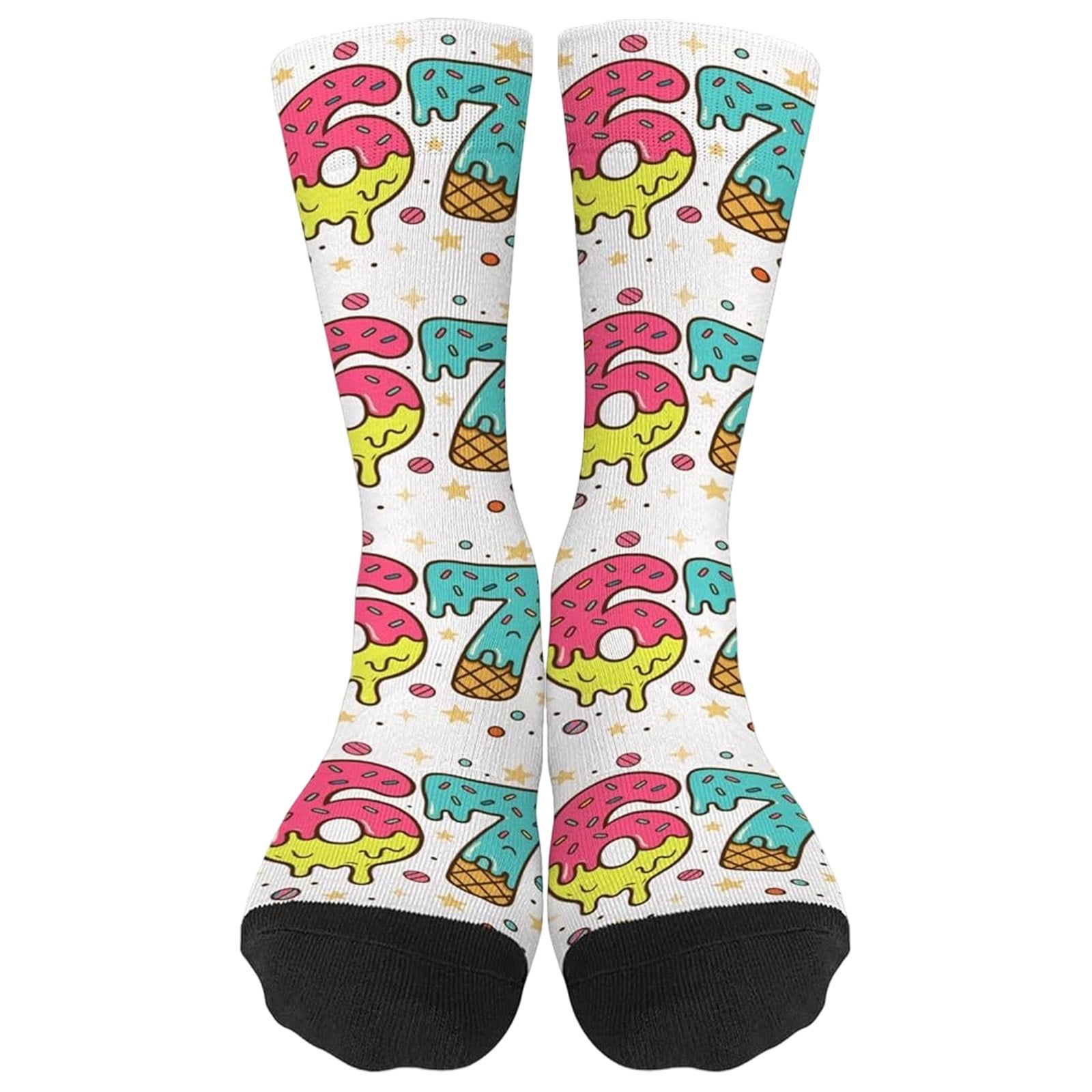 67 Ice Cream Drip Meme Funny Xmas Six Seven Funny Number Half Calf Sock ...