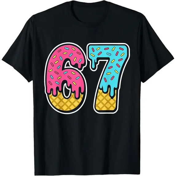 67 Ice Cream Drip Meme Six Seven Funny Gen Alpha Design T-Shirt ...