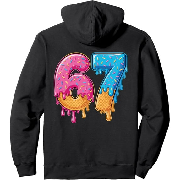 67 Ice Cream Drip Meme Six Seven Gen Alpha Slang (On Back) Pullover ...