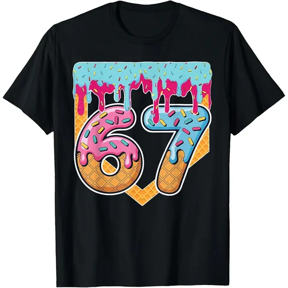 67 Ice Cream Drip Meme Six Seven Gen Alpha Slang T-Shirt - Walmart.com