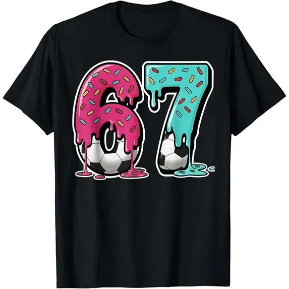 67 Ice Cream Drip Soccer Gen Alpha Slang Six Seven Meme T-Shirt ...