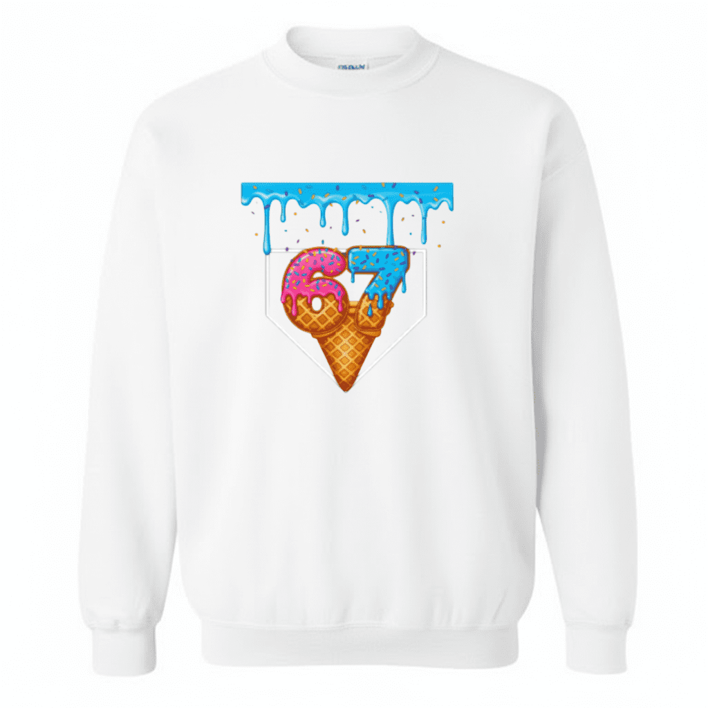 67 Ice Cream Meme Gen Alpha Humor Trend Art Cartoon Sweatshirt up to ...