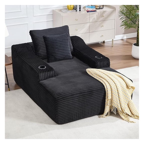 67 Inch Chaise Lounge Chair Indoor, Oversized Corduroy Upholstered Sofa ...
