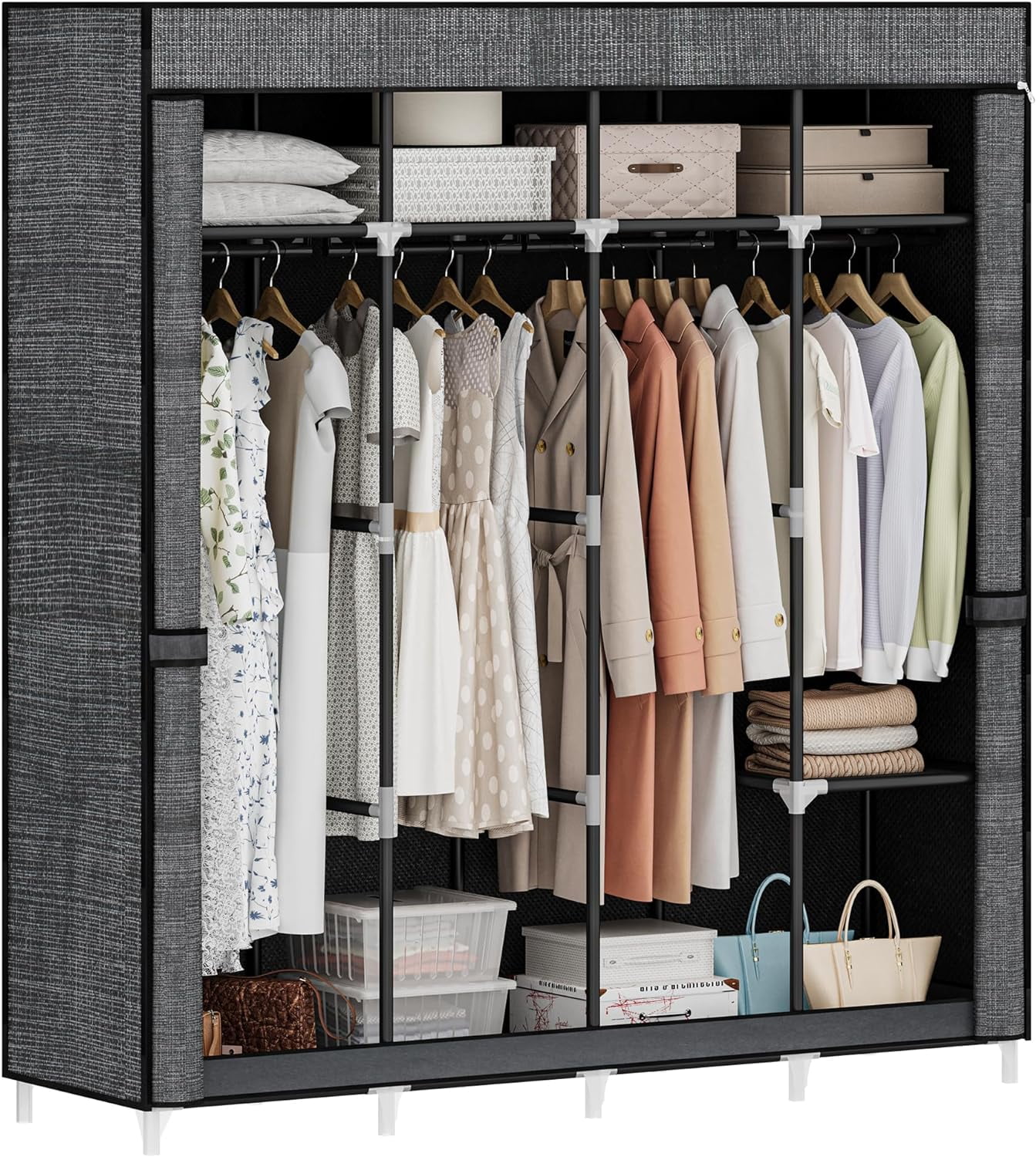 67 Inch Closet Wardrobe, Clothes Storage Organizer for Hanging Clothes ...