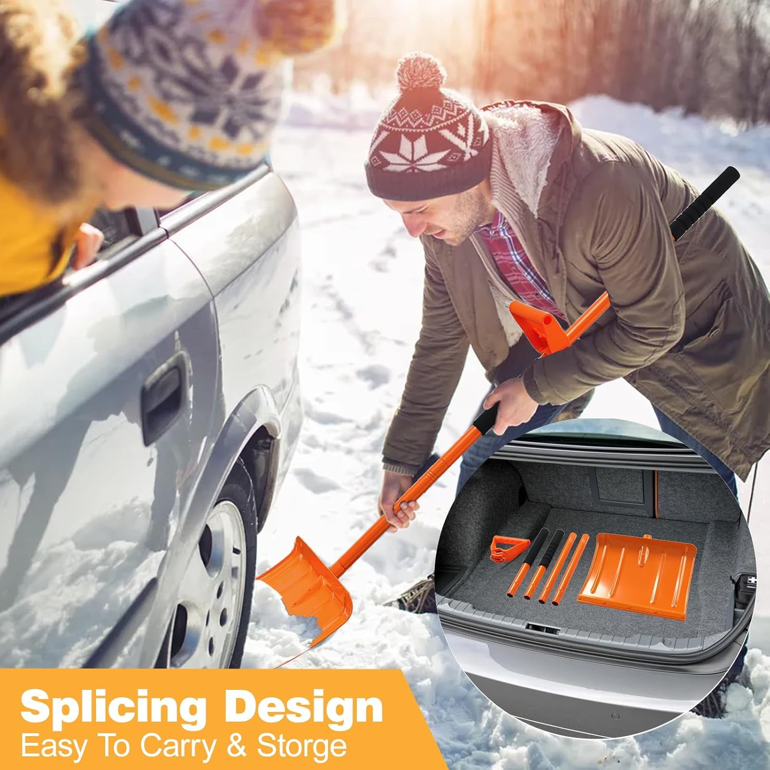 67 Inch Heavy Duty Snow Shovel with Ergonomic Labor-Saving Tool Handle ...