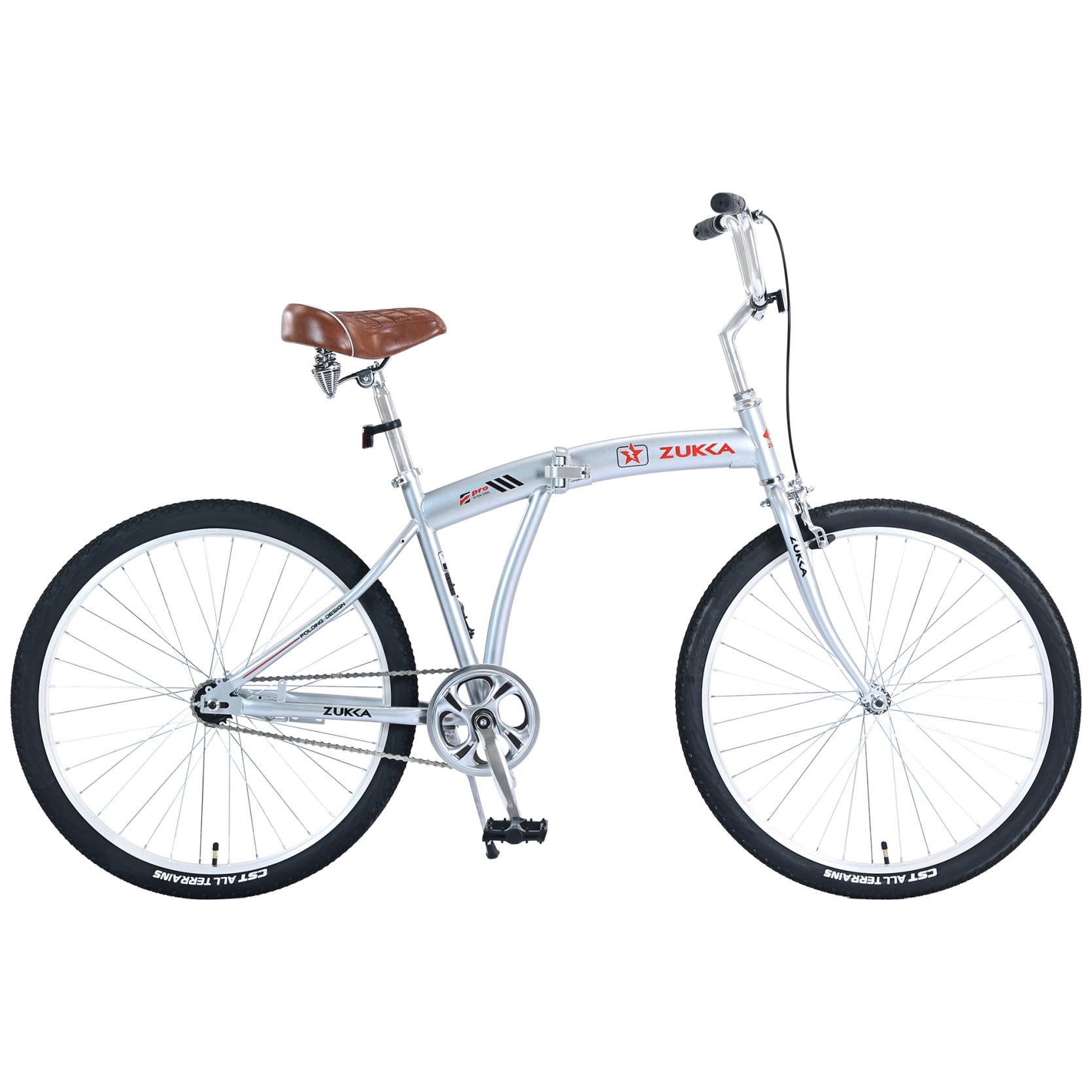 26"Inch Urban Single Speed Folding Bicycle with Leather Saddle, Around ...