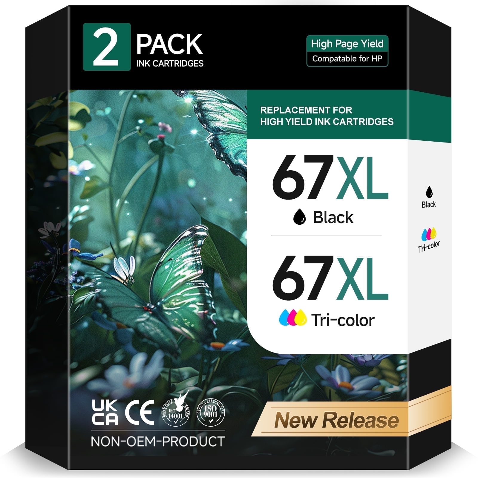 Free Shipping! DAVETA Ink Cartridges Compatible for HP 67 67XL, Black ...