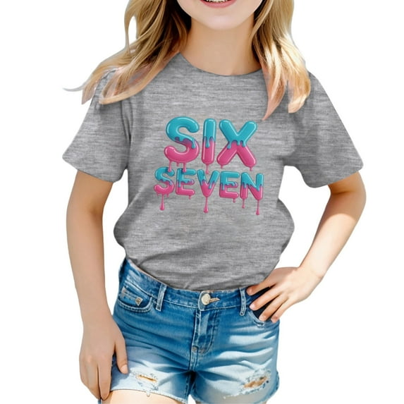 67 Kids Shirt Unisex Kids Six Seven Meme T Shirt Short Sleeve Crewneck ...