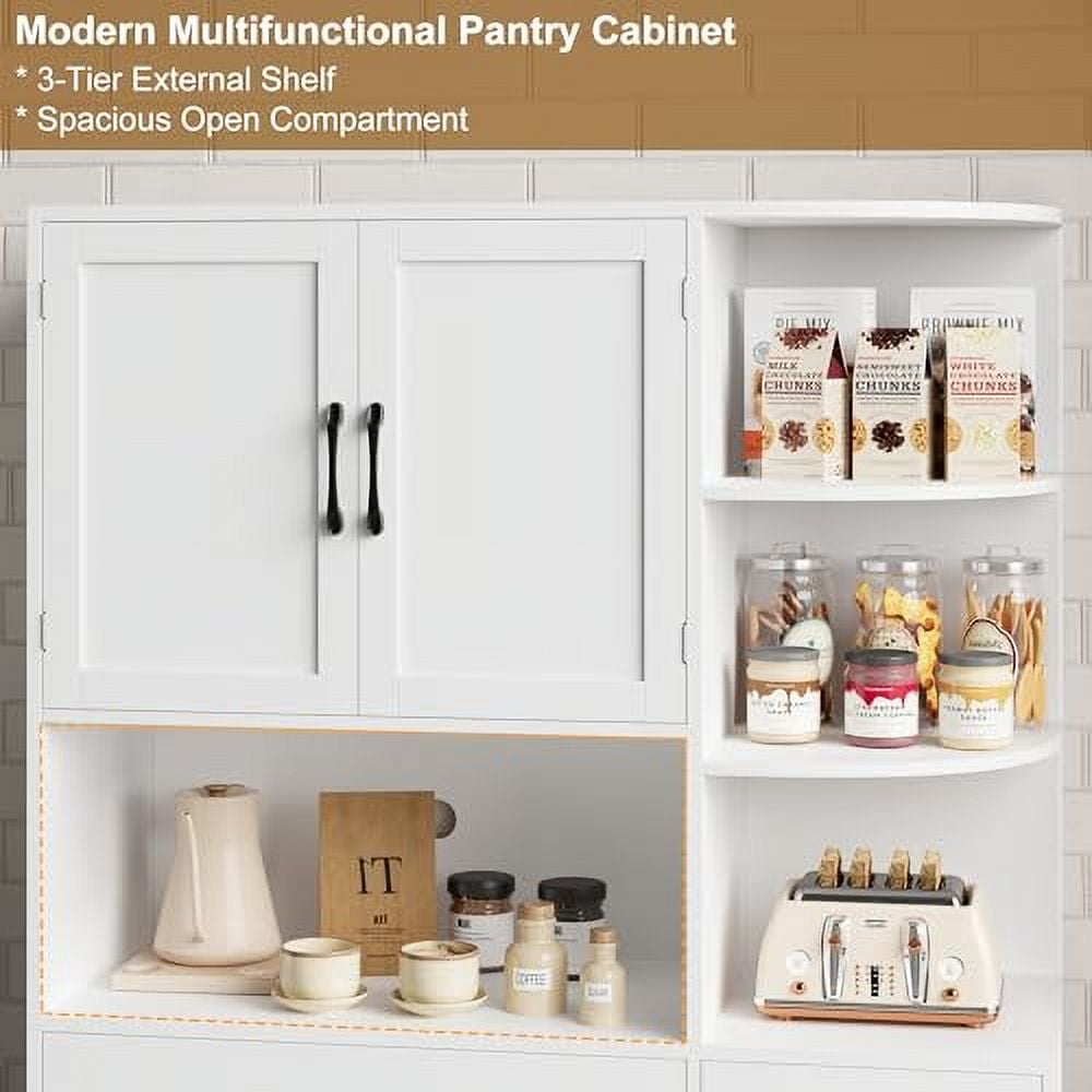 67" Kitchen Pantry Cabinet, Modern Kitchen Hutch with 5 Doors and 2 ...