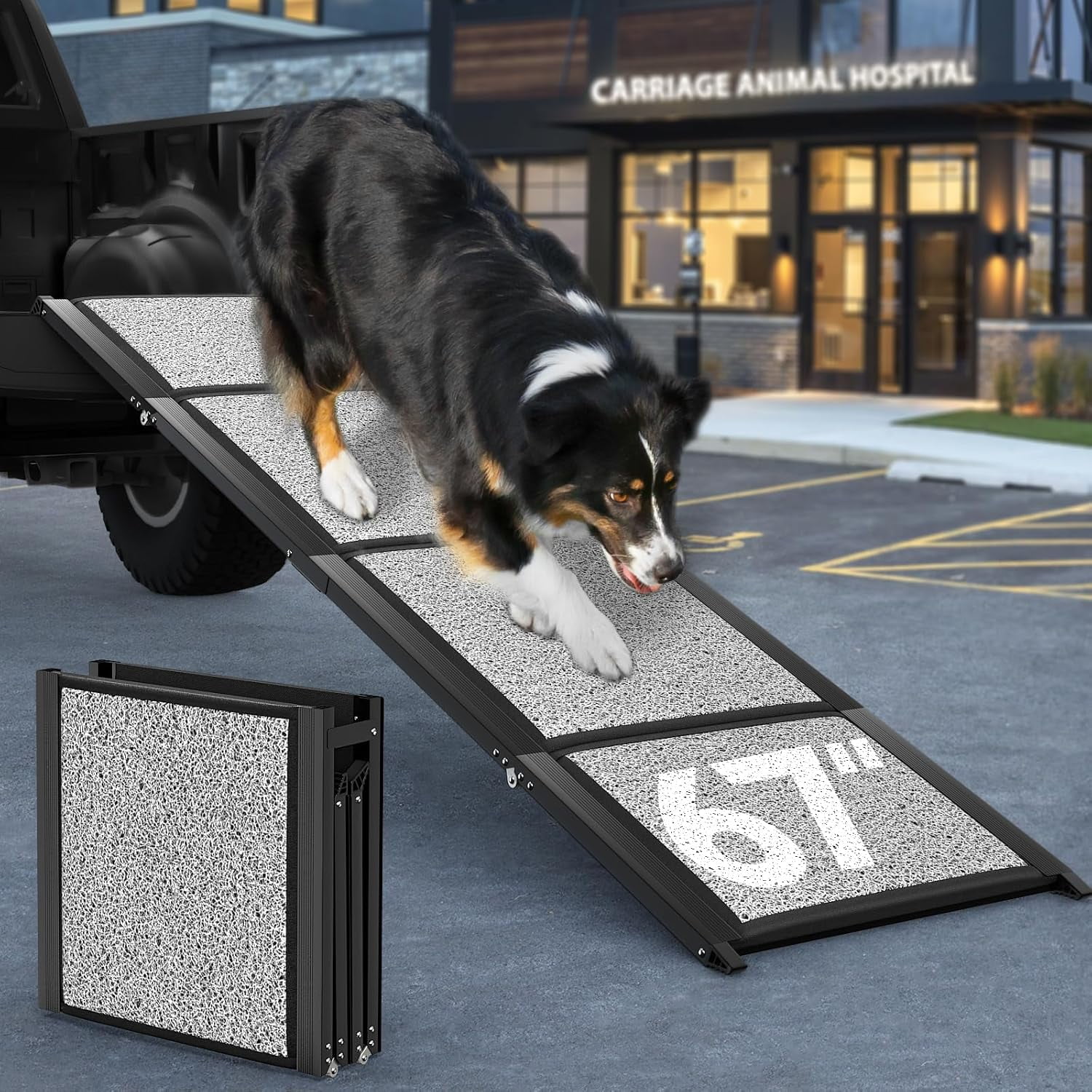 67''L & 20''W Portable Dog Ramp for Car - Extra Wide Pet Ramp Dog Ramps ...