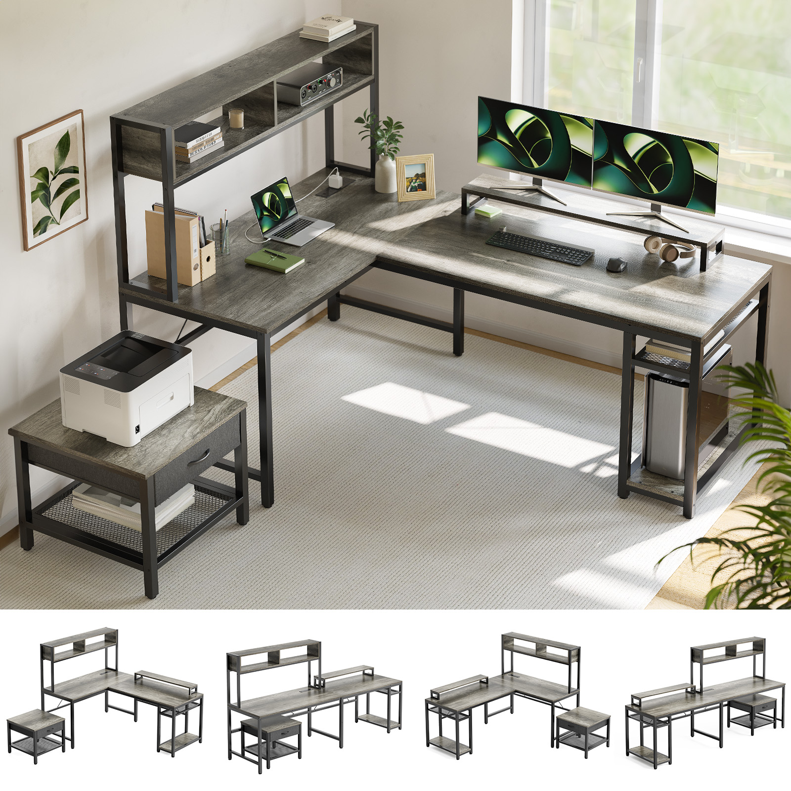 Sauder Dakota Pass Computer Desk with Hutch, Char Pine Finish - Walmart.com