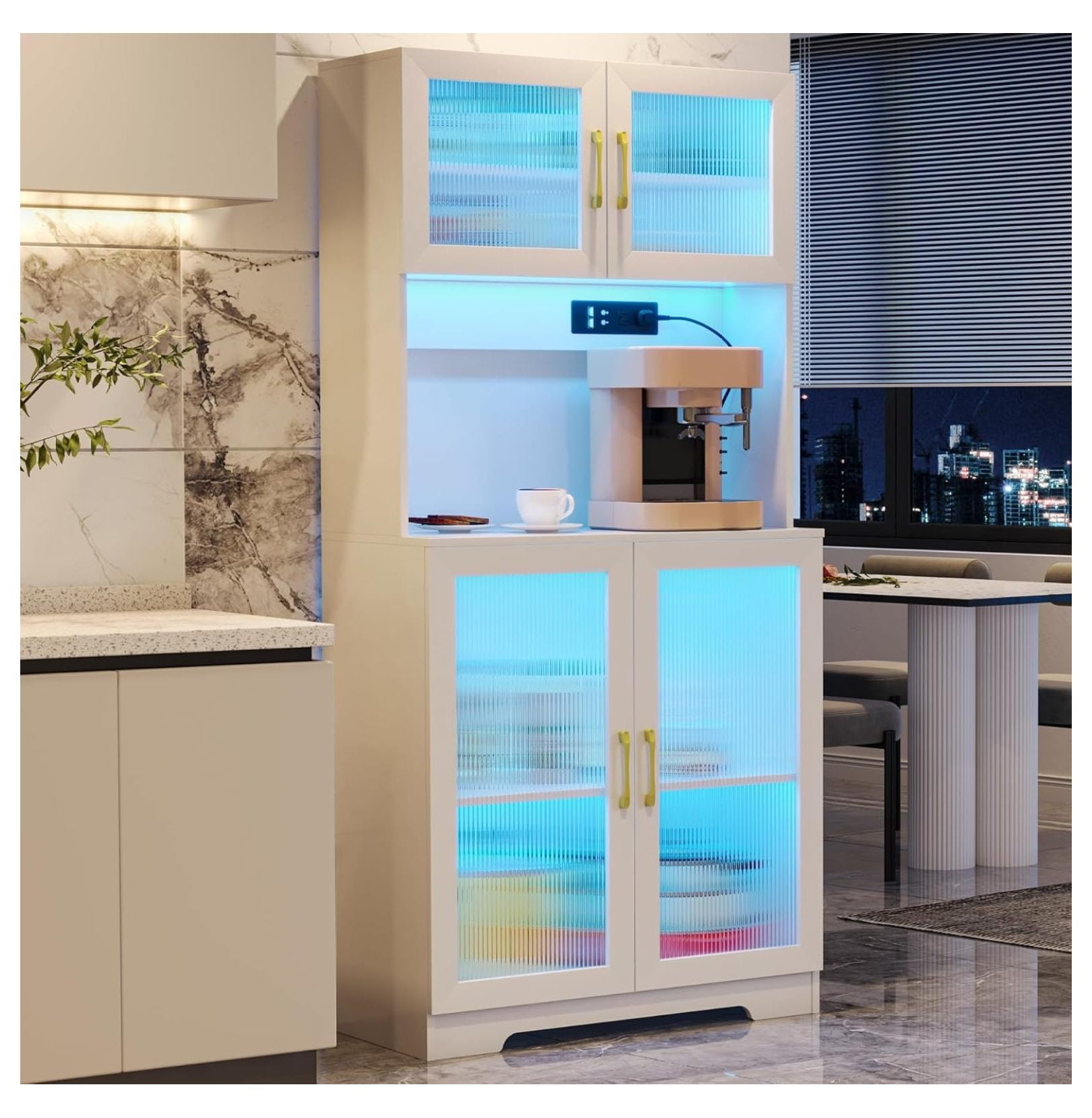 67" LED Storage Cabinet with Charging Station, Sockets & USB Ports For ...