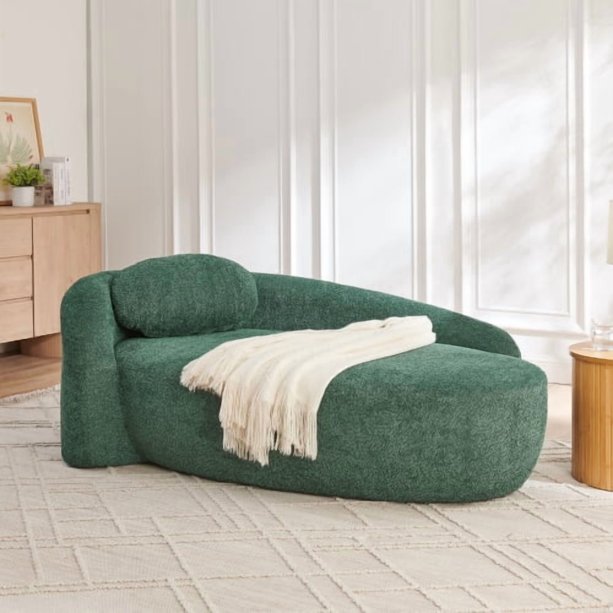 67" Lazy Sofa, Lounge Chair, Accent Chair with oval silhouette boucle ...