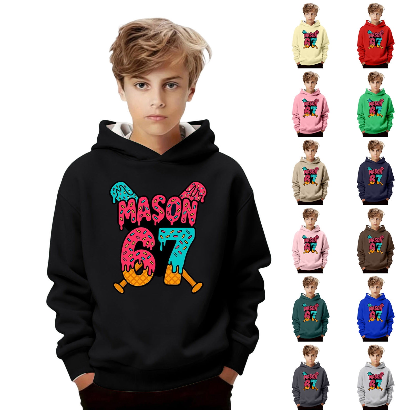 67 Mason Hoodie Kids Girls Boys Funny 67 Meme Graphic Hoodies Ice Cream ...