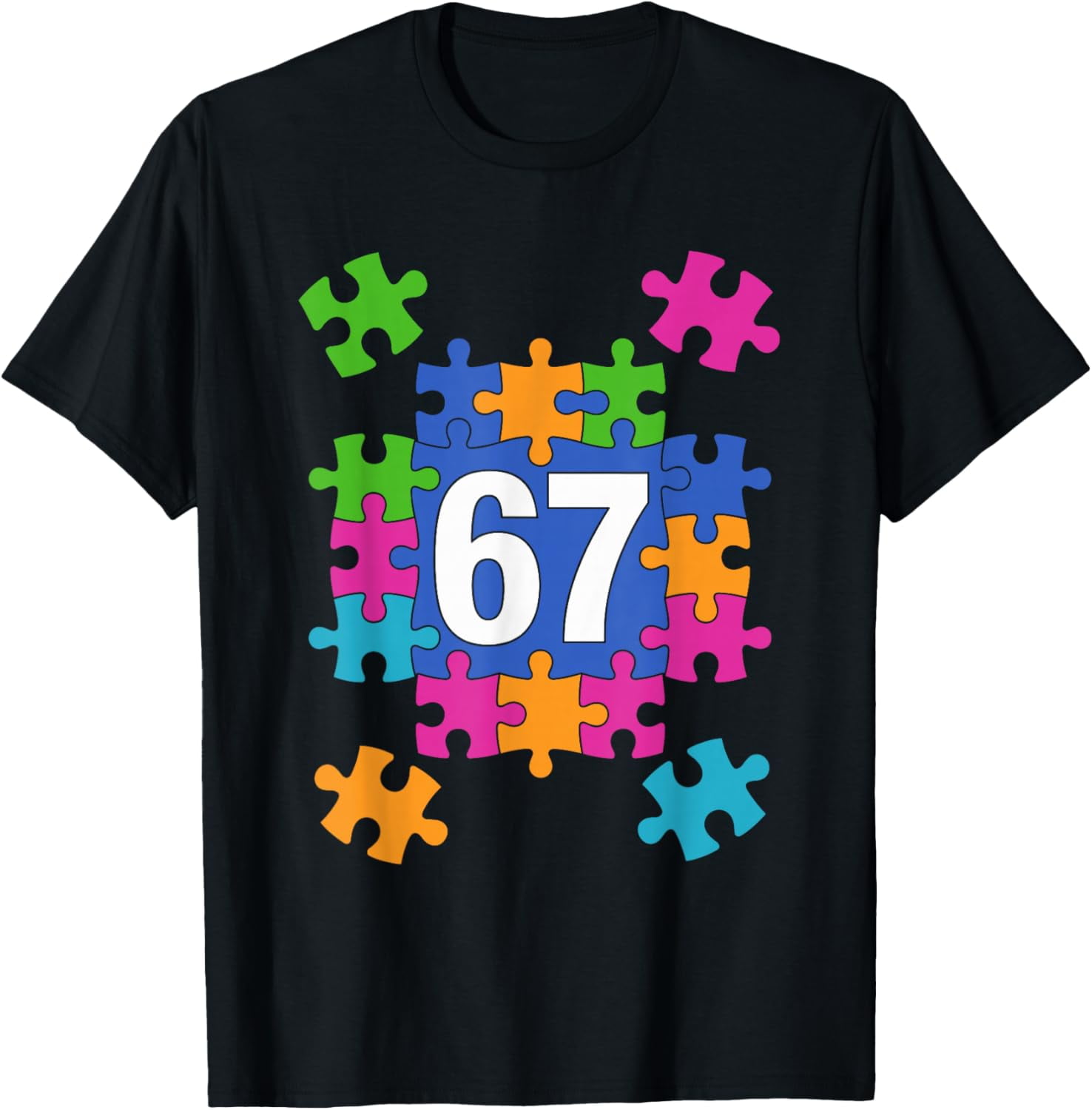 67 Meme 6 7 Meme Six Seven Meme Vintage Puzzle Piece Student T-Shirt ...