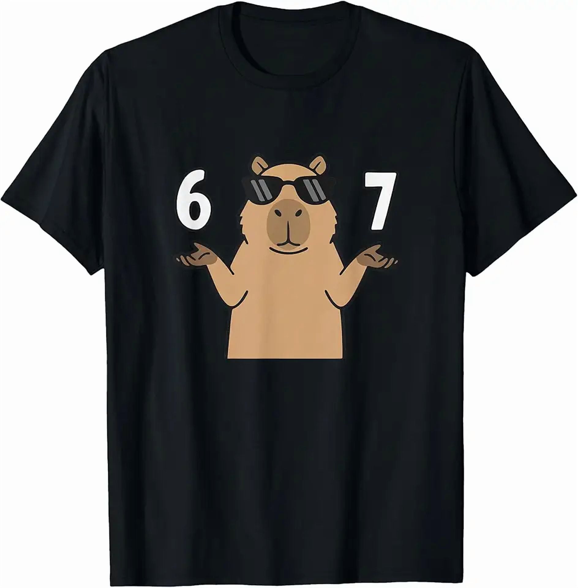 67 Meme Capybara Shirt 6 7 Hand Gesture Kids Slang Six Seven T-Shirt ...