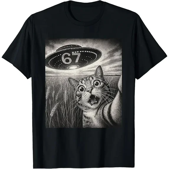 67 Meme Cat Selfie UFO T-Shirt - Walmart.com