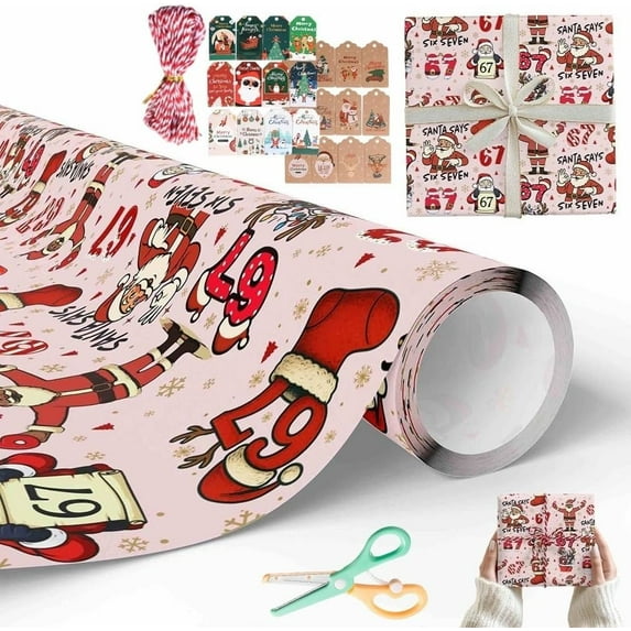 67 Meme Christmas Gift Wrap, Kids Funny Six Seven Wrapping Paper ...