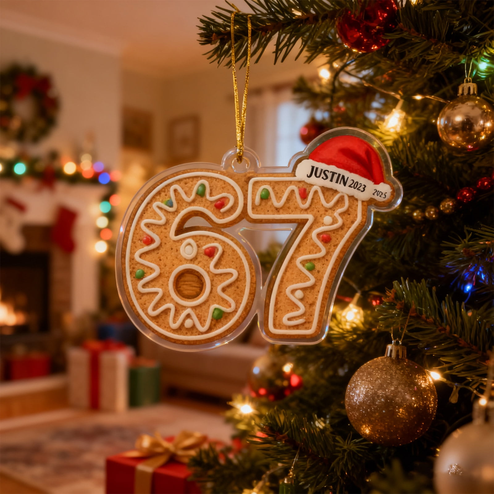 67 Meme Christmas Ornament Acrylic Funny Number Pendant Viral Trend ...