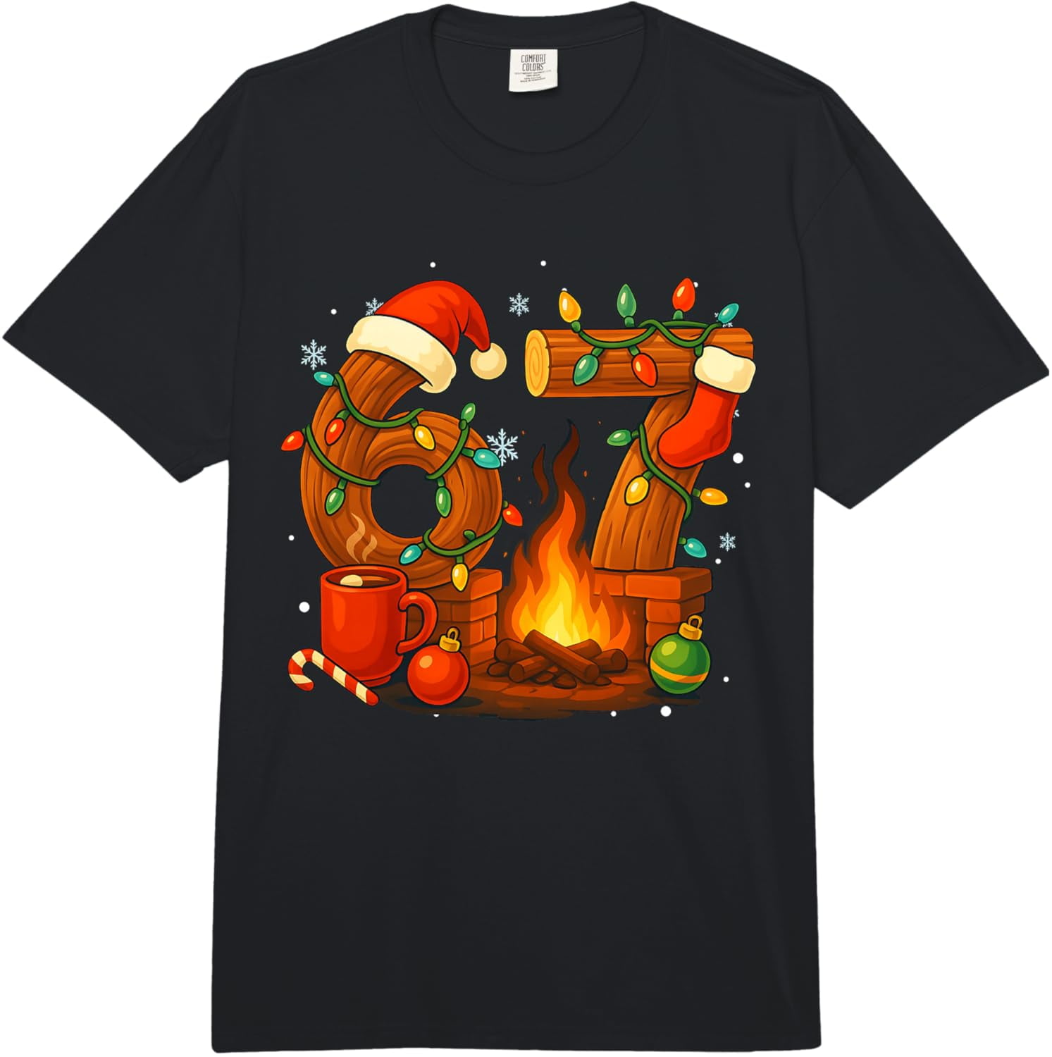 67 Meme Christmas Woodfire Funny Six Seven Xmas Comfort Colors Adult Heavyweight T-Shirt ...
