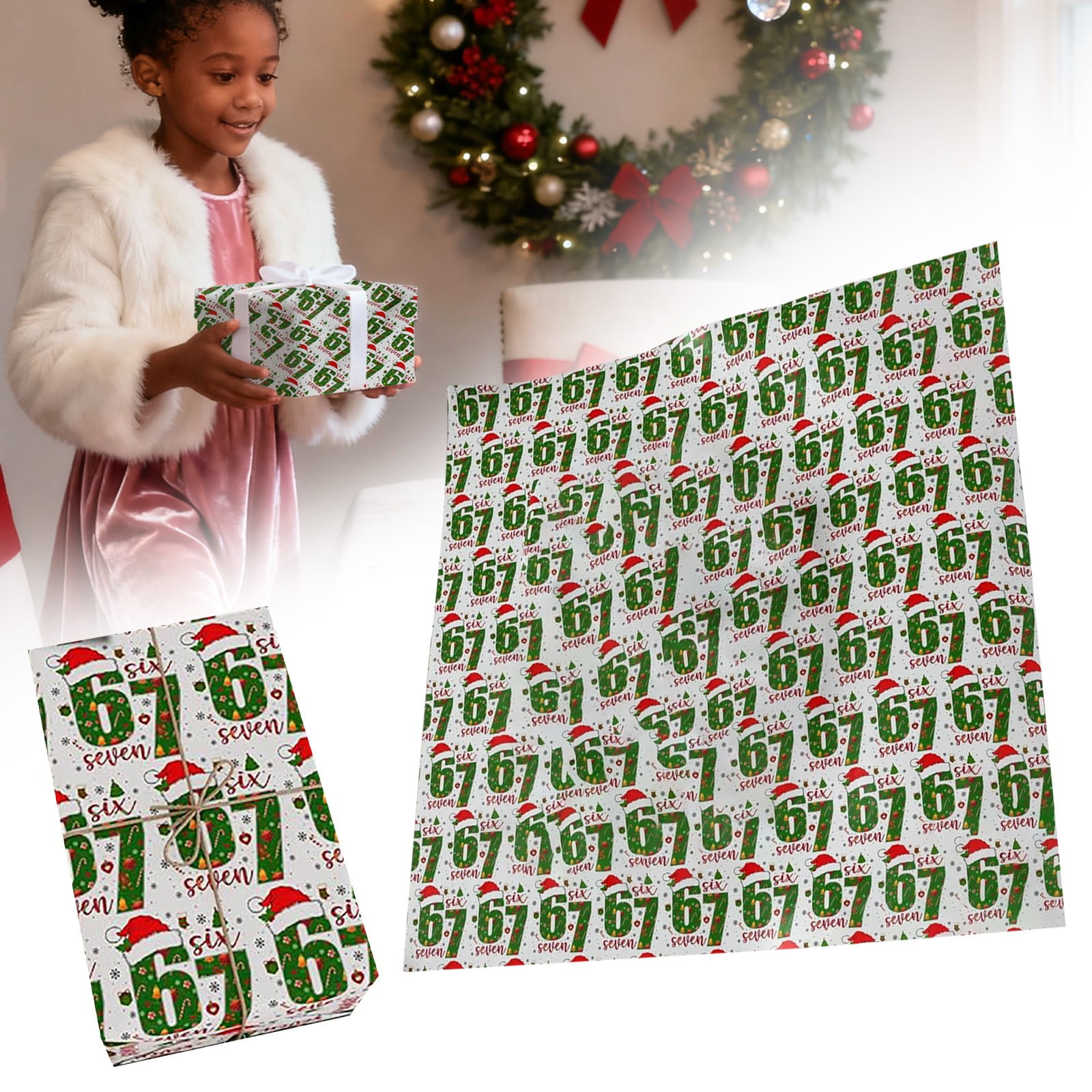 67 Meme Christmas Wrapping Paper – 6-7 Funny Holiday Gift Wrap for ...
