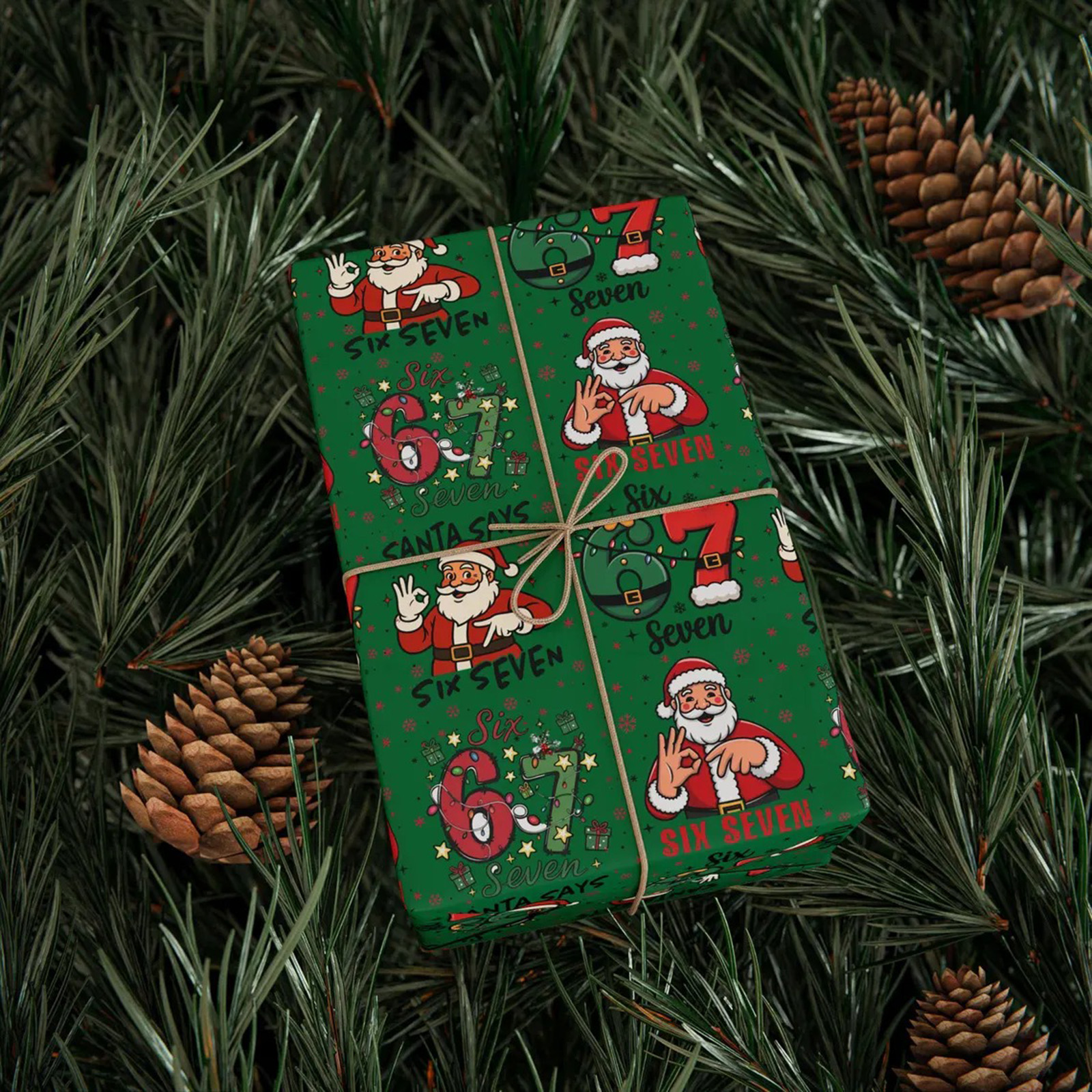 67 Meme Christmas Wrapping Paper Roll 2025 - Hilarious Six Seven Saying ...