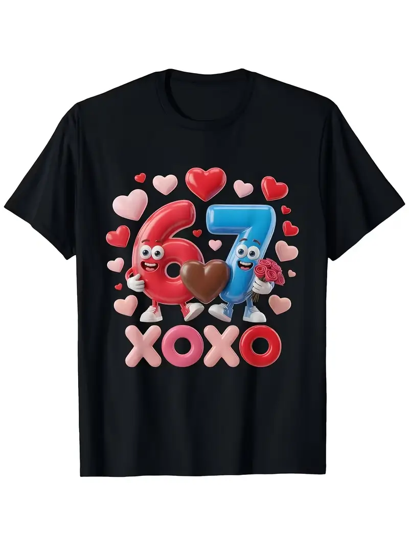 67 Meme Couple Kids T-Shirt - Pure and Adorable 67 Number Print, Short ...