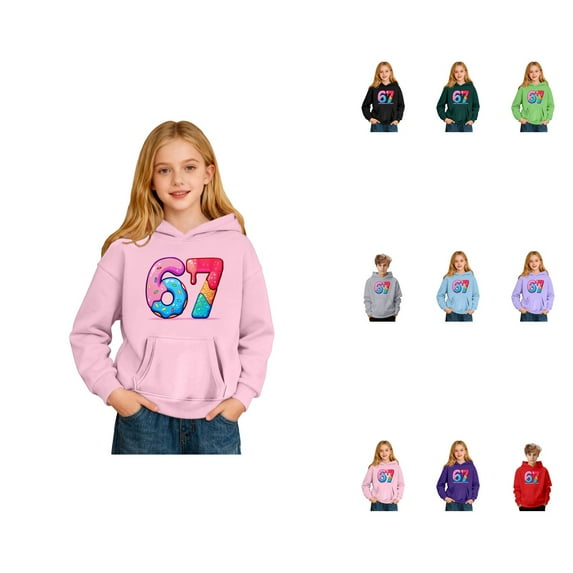 67 Meme Design Hoodie for Boys Girls, Graphic Print Loose Fit Pullover ...