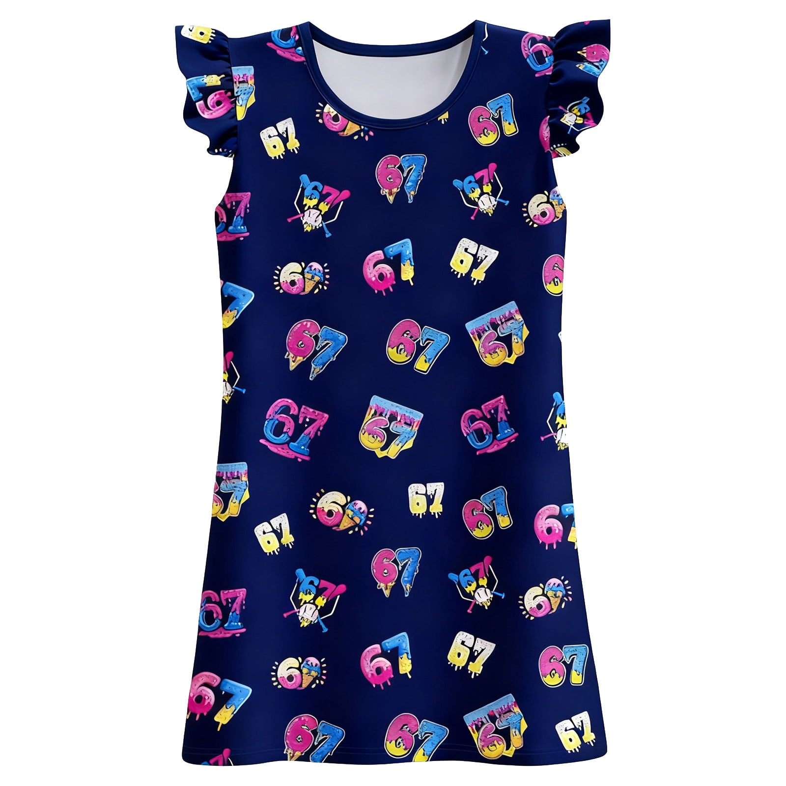 67 Meme Dress for G_irls 6 7 Ruffled Sleeve Outfits Six Seven Christmas ...