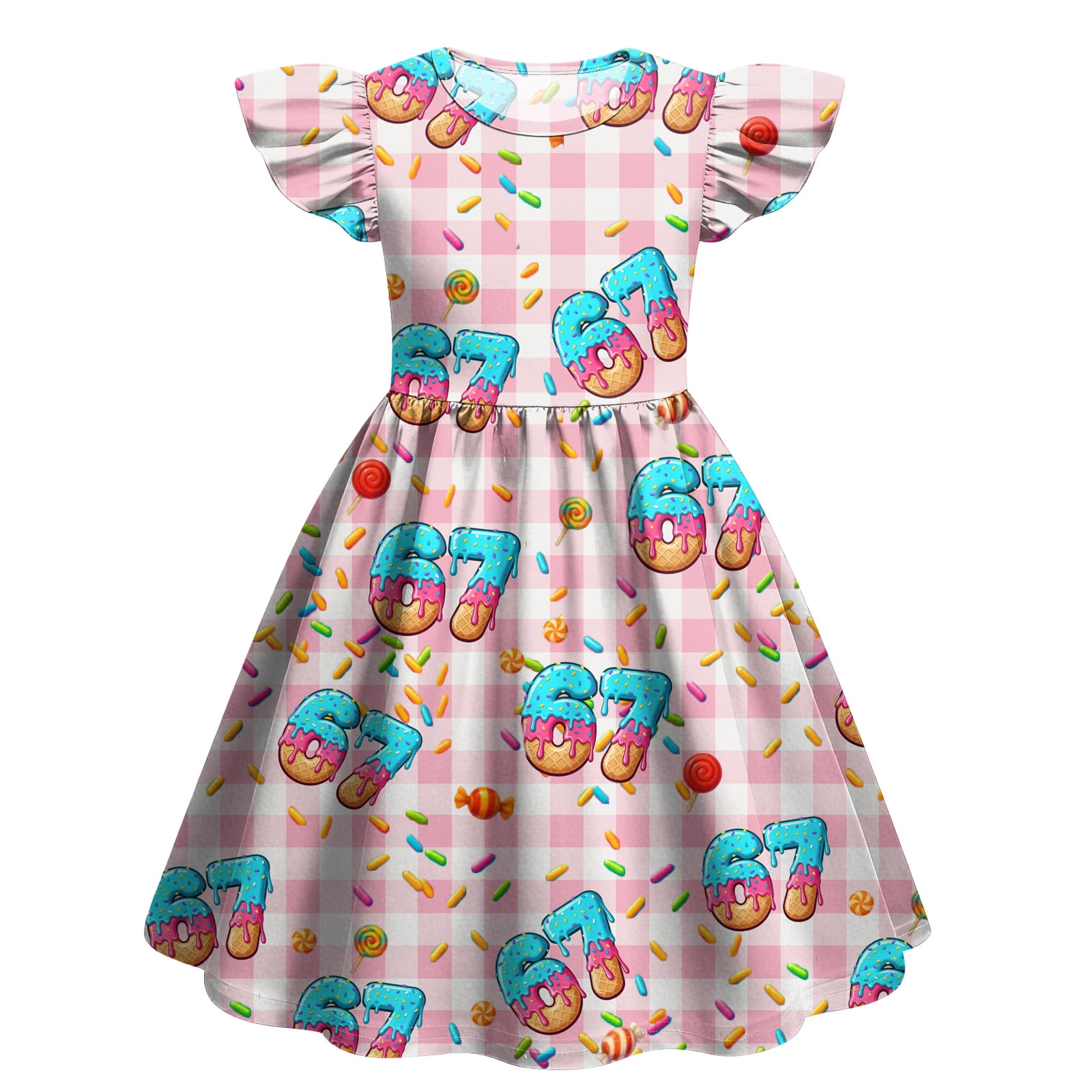 67 Meme Flutter Sleeve Dress for Girls - Six Seven Novelty A-Line ...