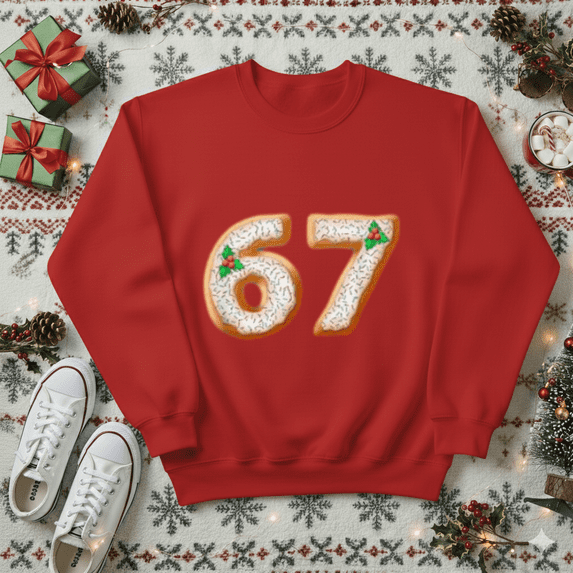 67 Meme Funny Gen Alpha Slang Holiday Humor Trendy Design Sweatshirt ...