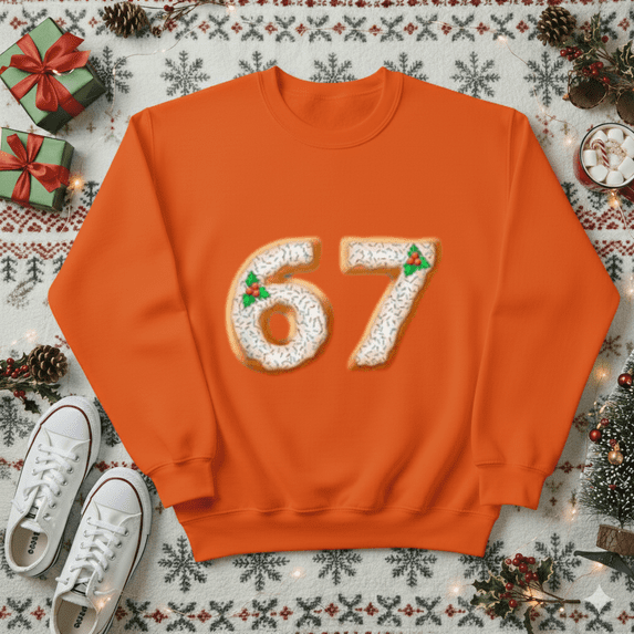 67 Meme Funny Gen Alpha Slang Holiday Humor Trendy Design Sweatshirt ...