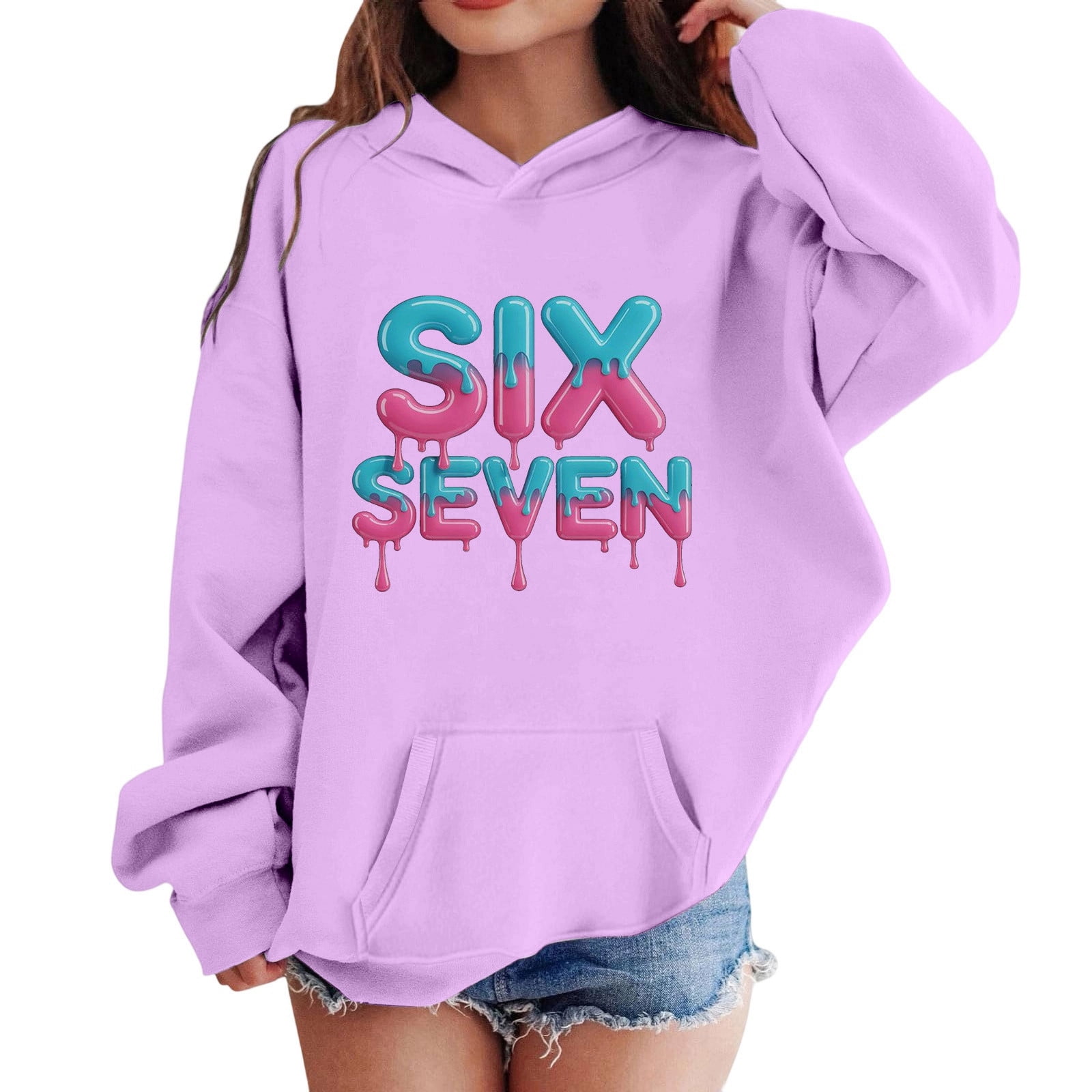 67 Meme Girls 67 Six Seven Meme Hooded Sweatshirt Soft Fleece Pullover ...
